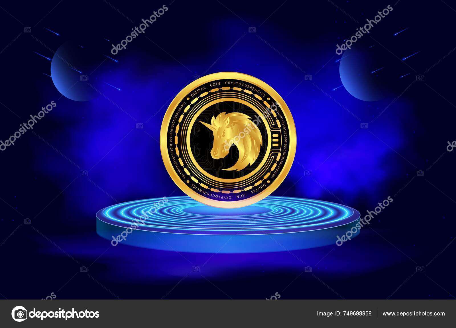 Image 1Inch Network Uniswap Coin Logo Digital Background Illustrations ...