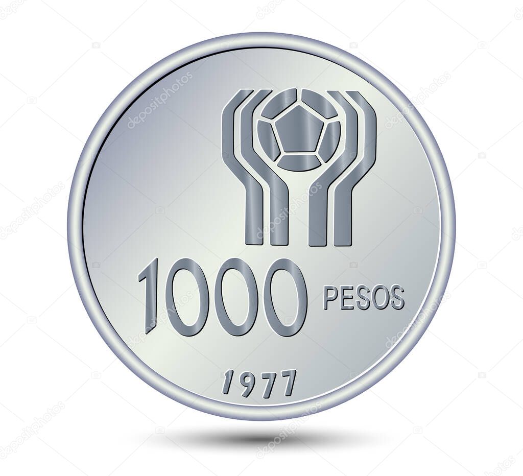 Mil pesos. Moneda argentina de mil pesos. Ilustración vectorial. 2024