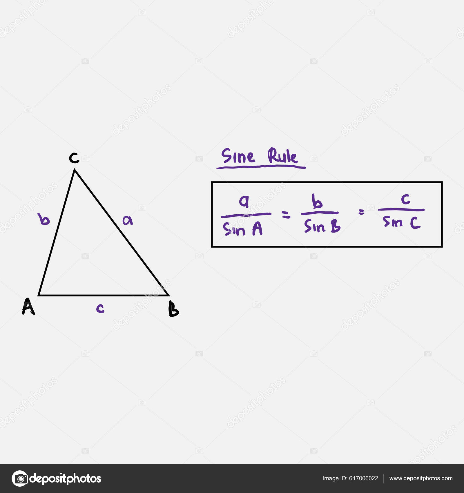 Math Formula Sine Rule Written Hand High Level Math Basic Stock Vector ...