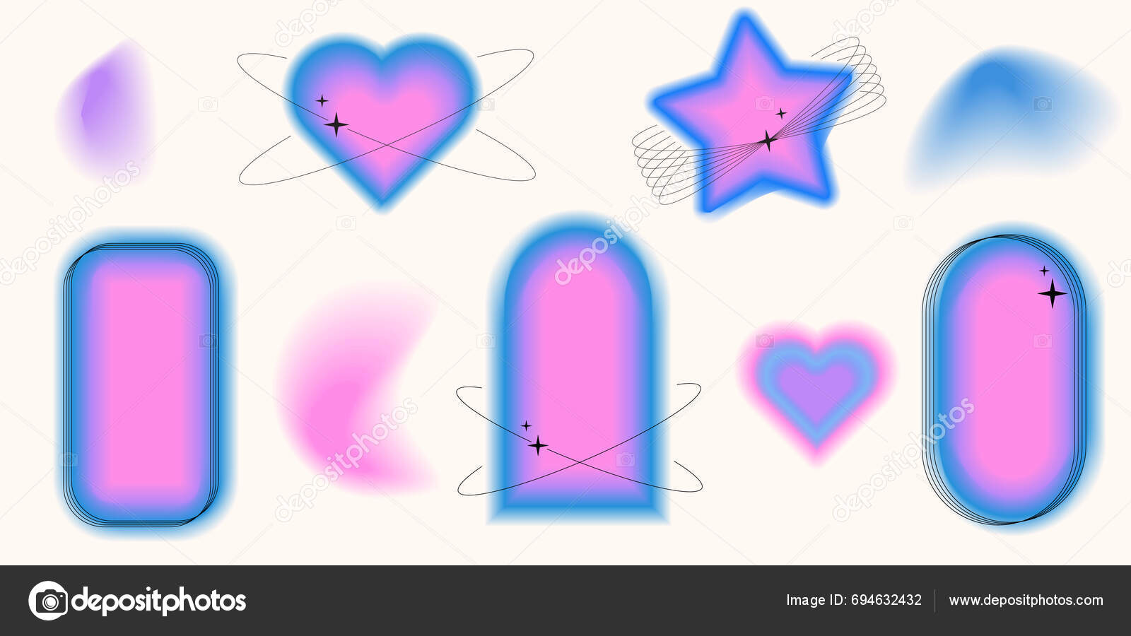 Y2K Style Blurred Gradient Shapes Linear Forms Sparkles Blurry Flower ... Y2K Style Blurred Gradient Shapes Linear Forms Sparkles Blurry Flower ...