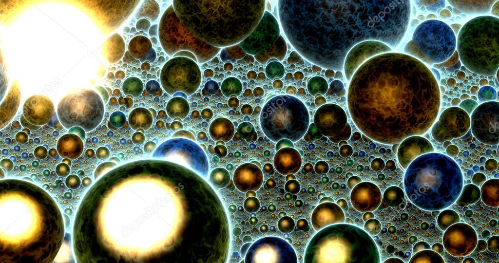 the surface of an multiverse with a lot of universes 3d rendering 2023