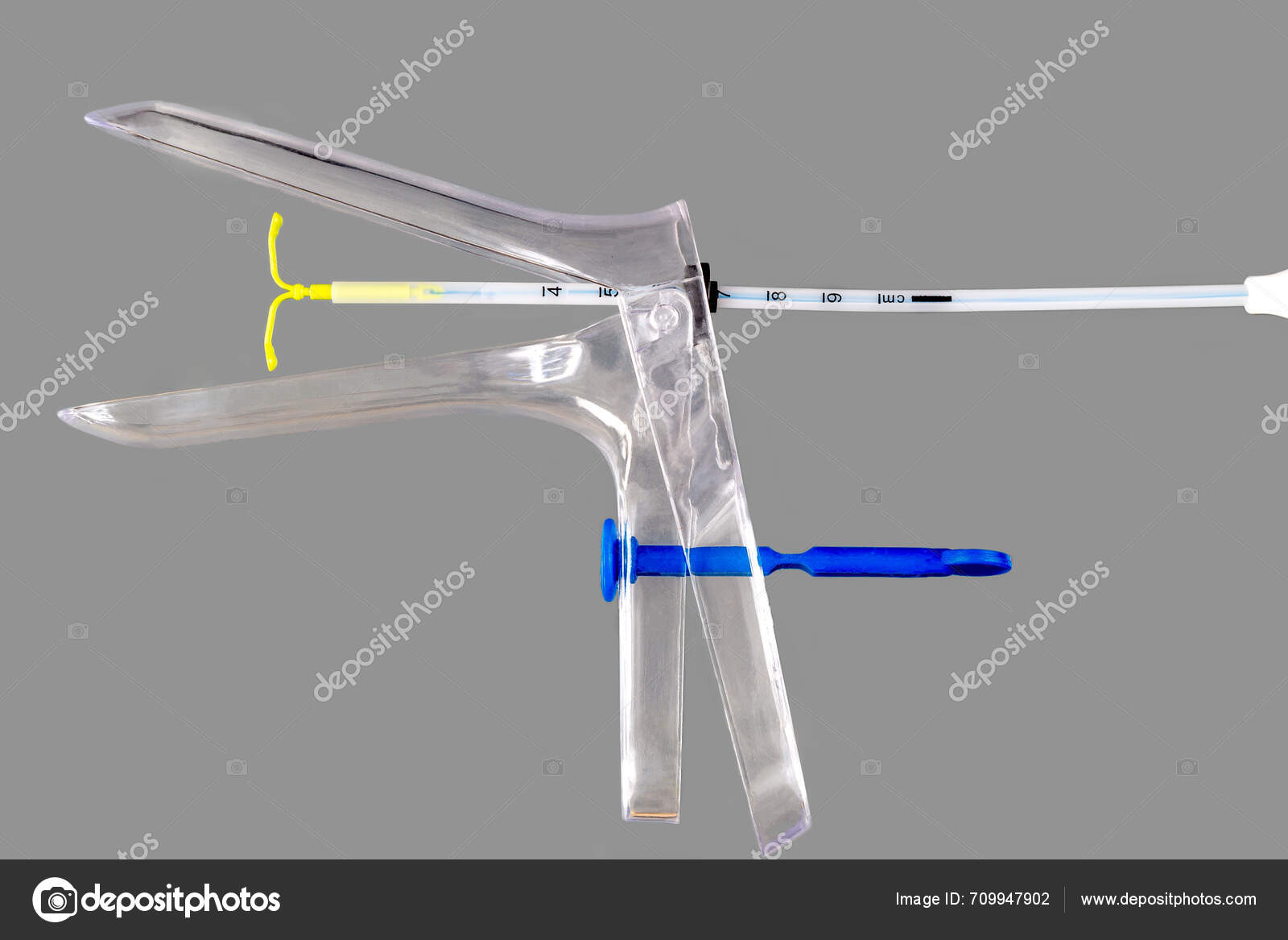 Iud Enters Uterus Using Speculum Tight Shot Gray Background — Stock ...