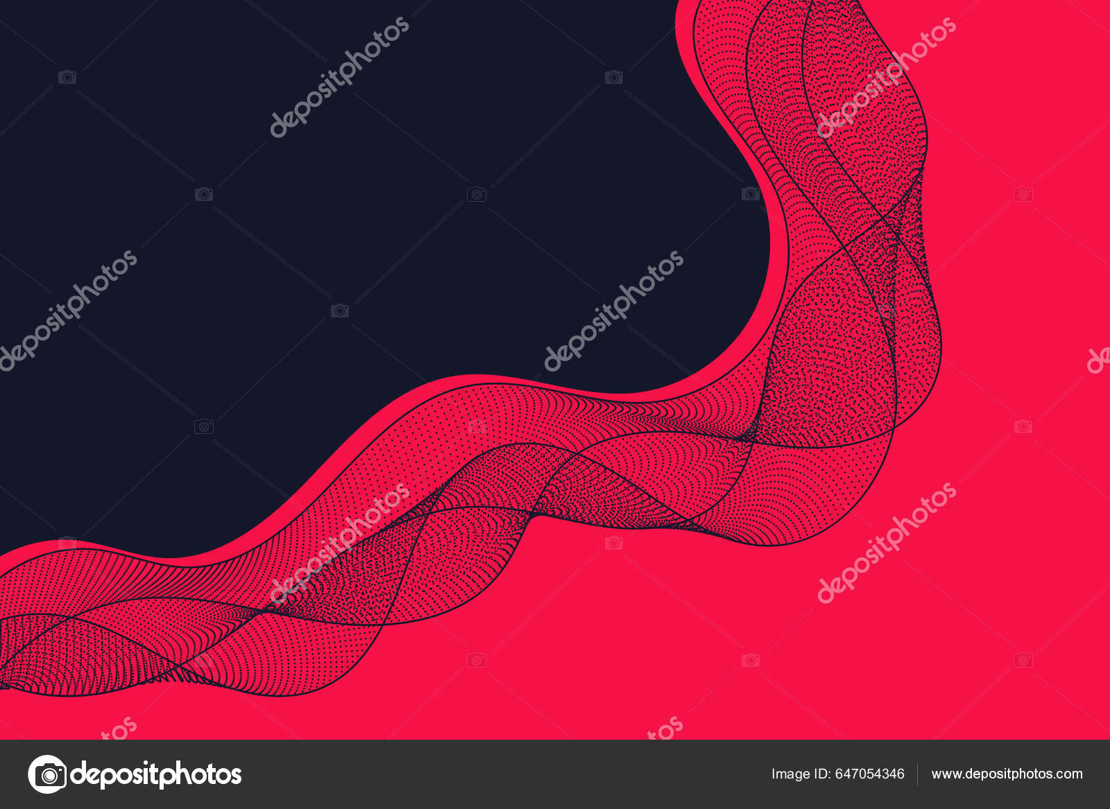 Abstract Red Waves Dynamic Contour Lines Wavy Particles Black Backdrop ...