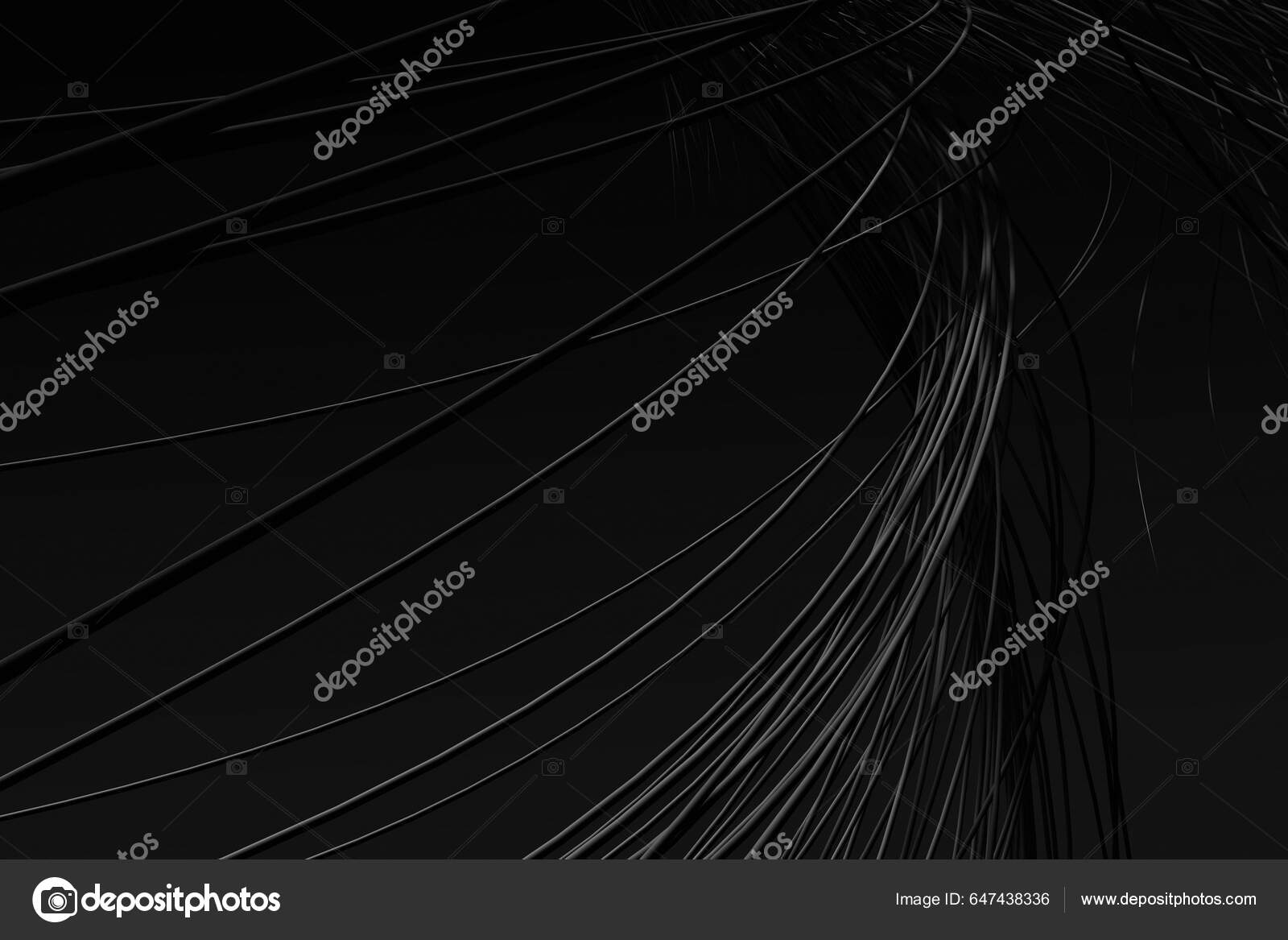 Abstract Twisted Wires Illustration Black Background Elegant Curve ...