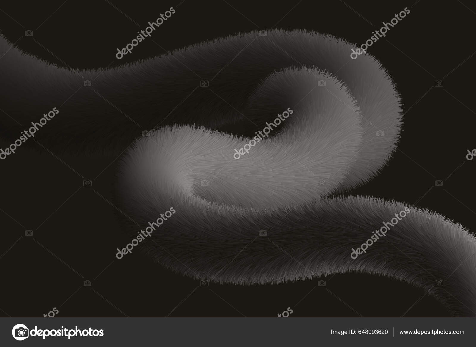 Tender Hairy Black Liquid Shape Background Fluffy Abstract Twisted Line ...