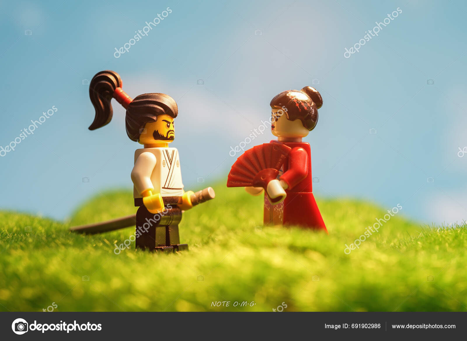 Bangkok Thailand October 2022 Samurai Man Asian Woman Lego Minifigures ...