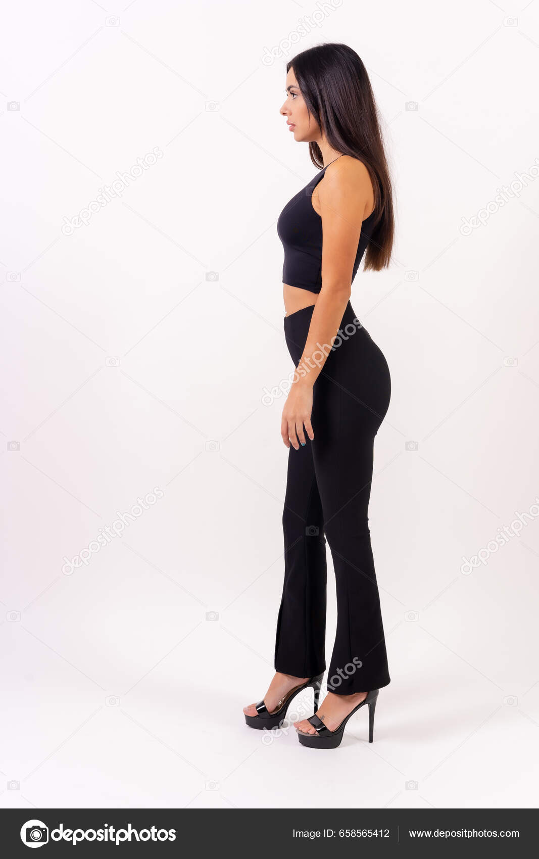 Person Brunette Woman Casting Photos White Background Perched Profile ...