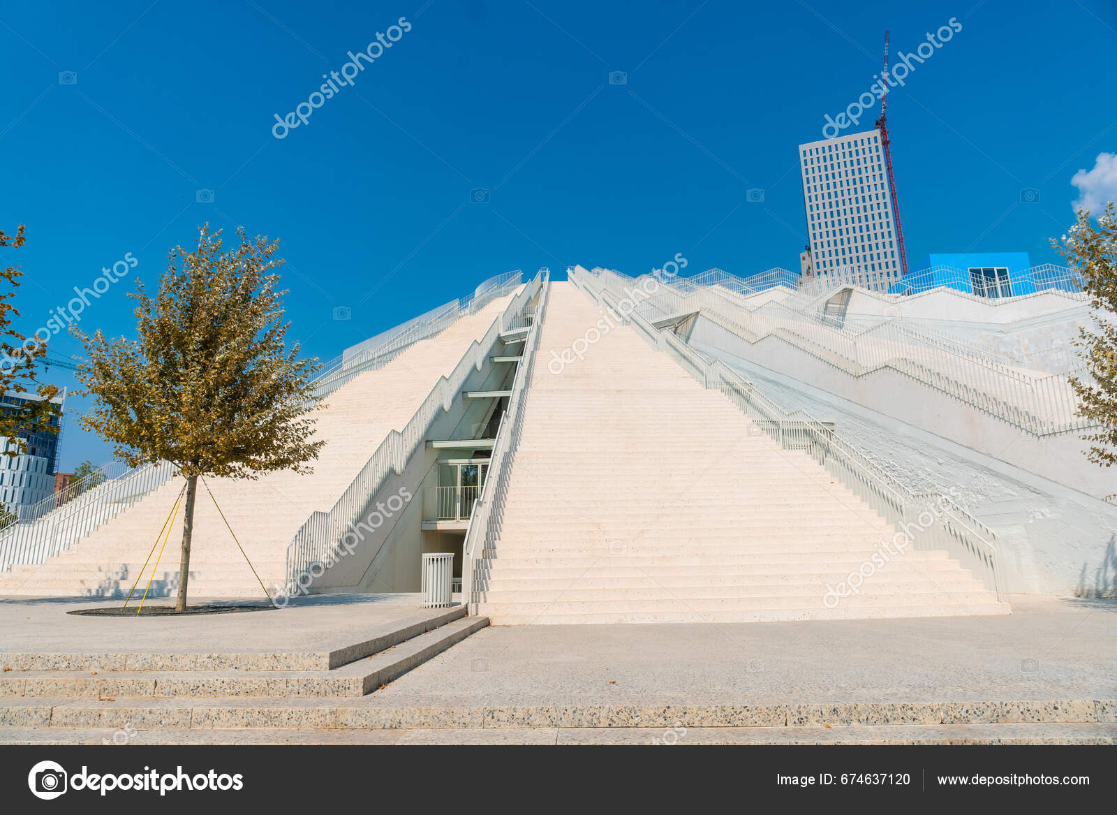 White Stairs Leading Pyramid Tirana Center Tirana Albania Stock Photo ...