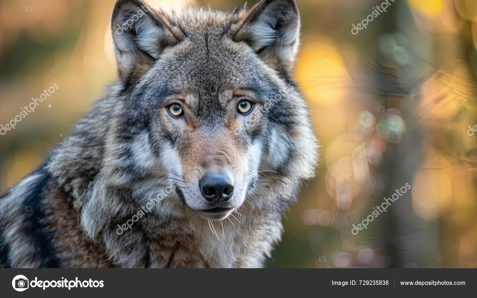 Close Wild Wolf Park Beautiful Wolf Grass Portrait Wolf — Stock Photo ...