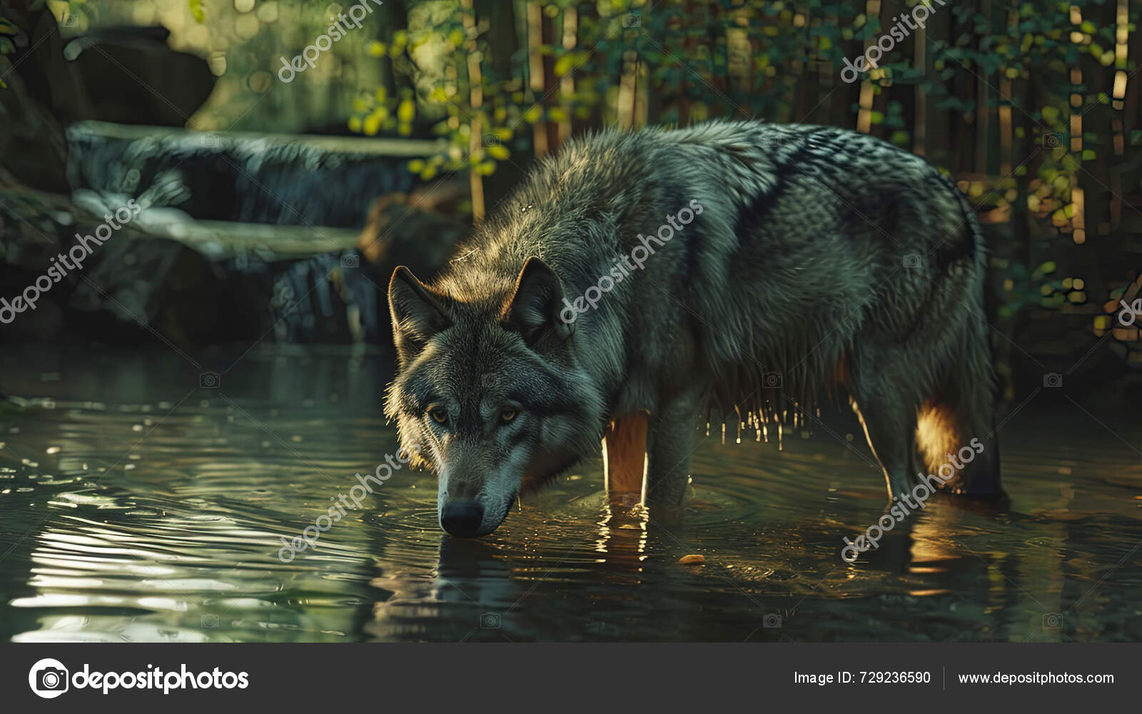 Close Wild Wolf Park Beautiful Wolf Grass Portrait Wolf — Stock Photo ...