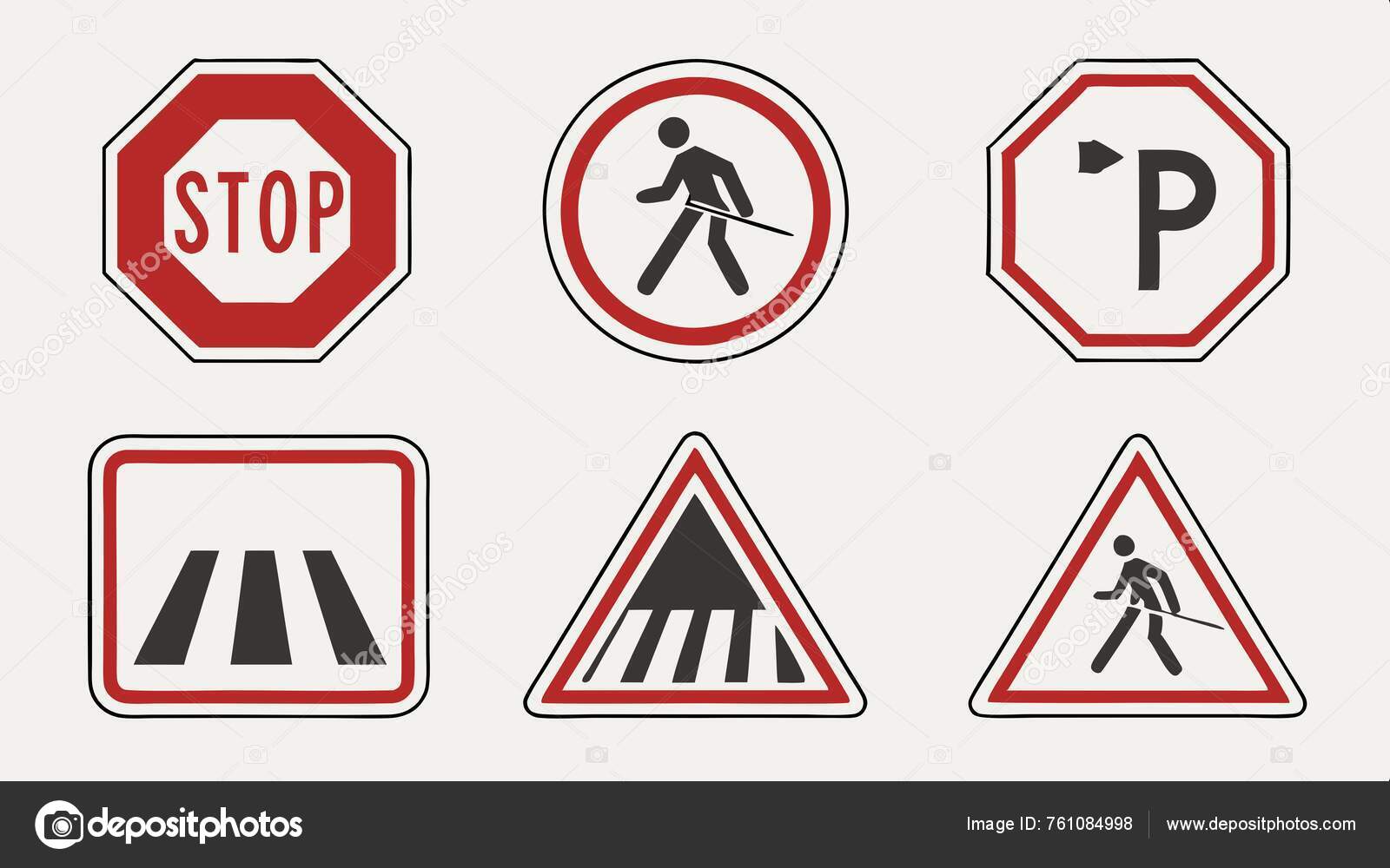 Road Signs Isolated White Illustration Road Signs Road Signs Set ...