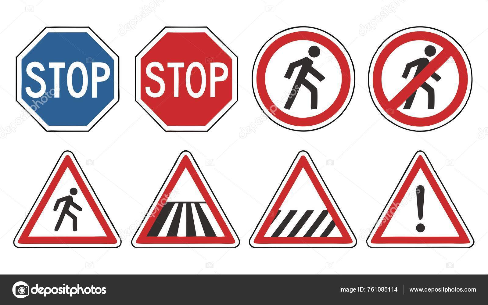 Señales Tráfico Aisladas Blanco Ilustración Señales Tráfico Señales ...