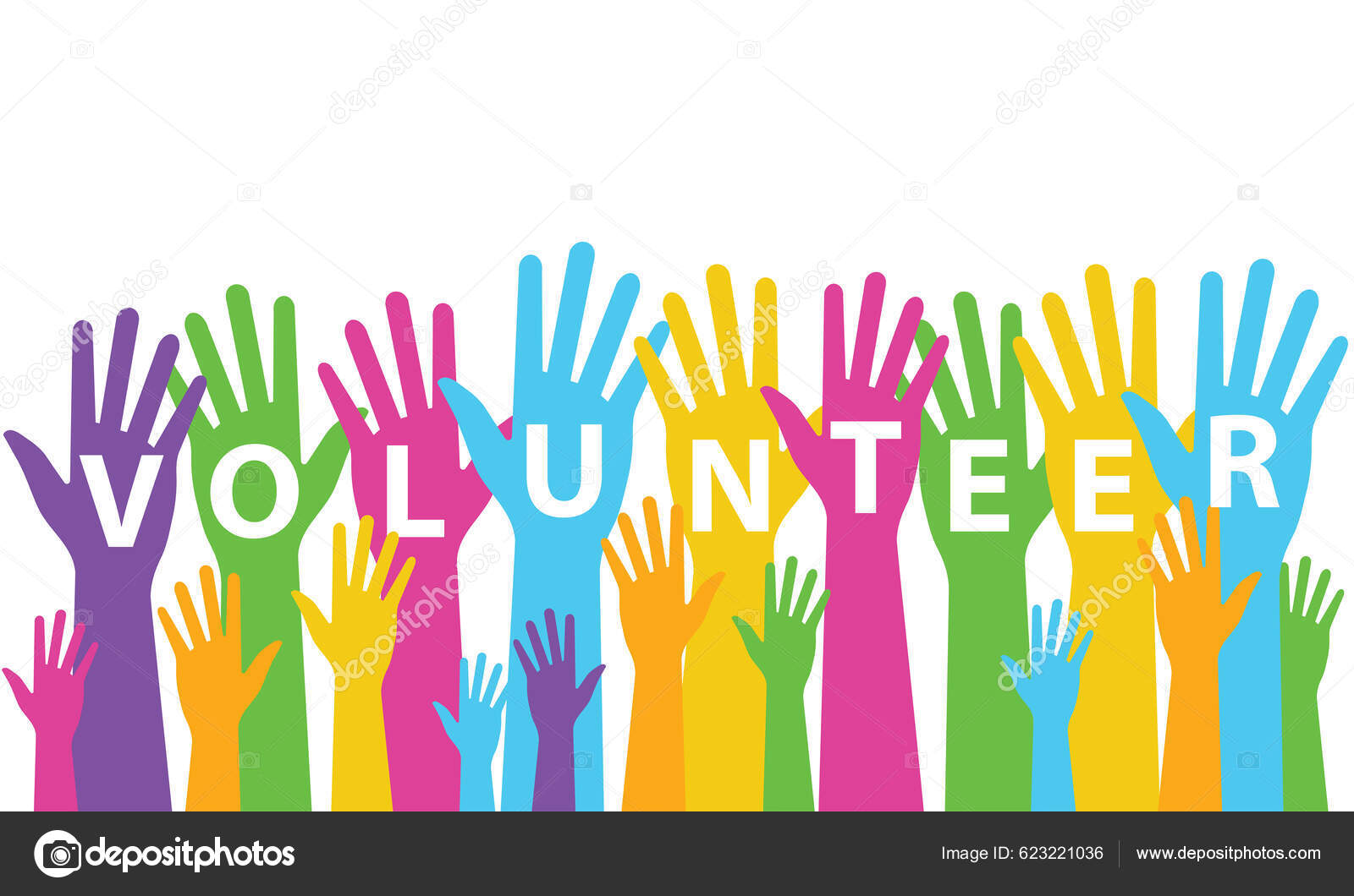 Volunteer Colorful Hands Background Concept Vector Illustration Stock ...