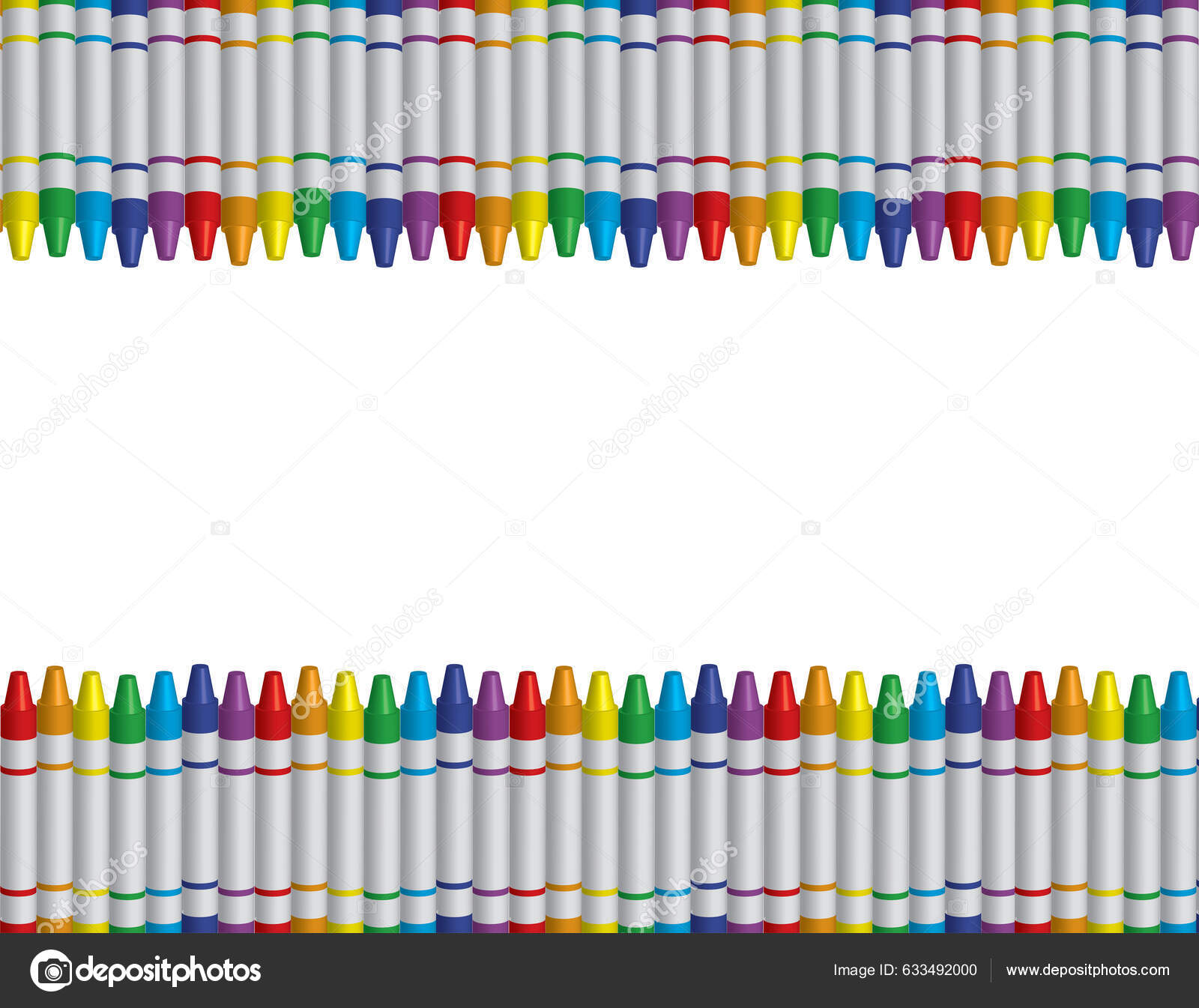 Crayon Border Seamless White Background Vector Illustration Stock ...