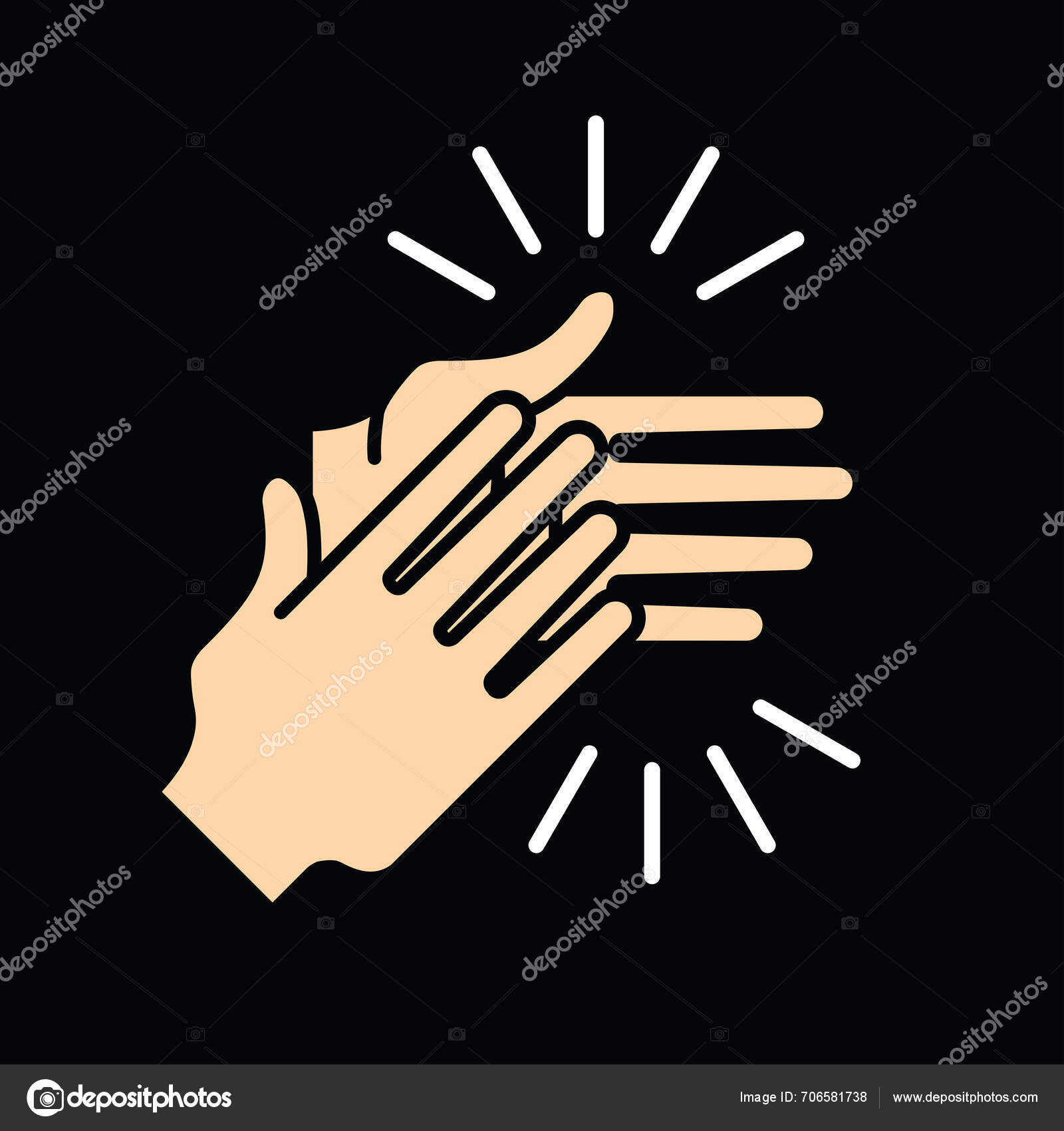 Hands Clapping Applause Linear Vector Illustration Stock Vector by ...