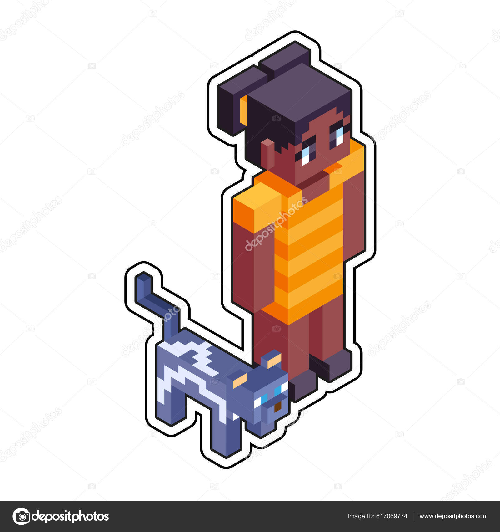 Isolated Girl Dog Minecraft Figure Color Vector Illustration Stock ...