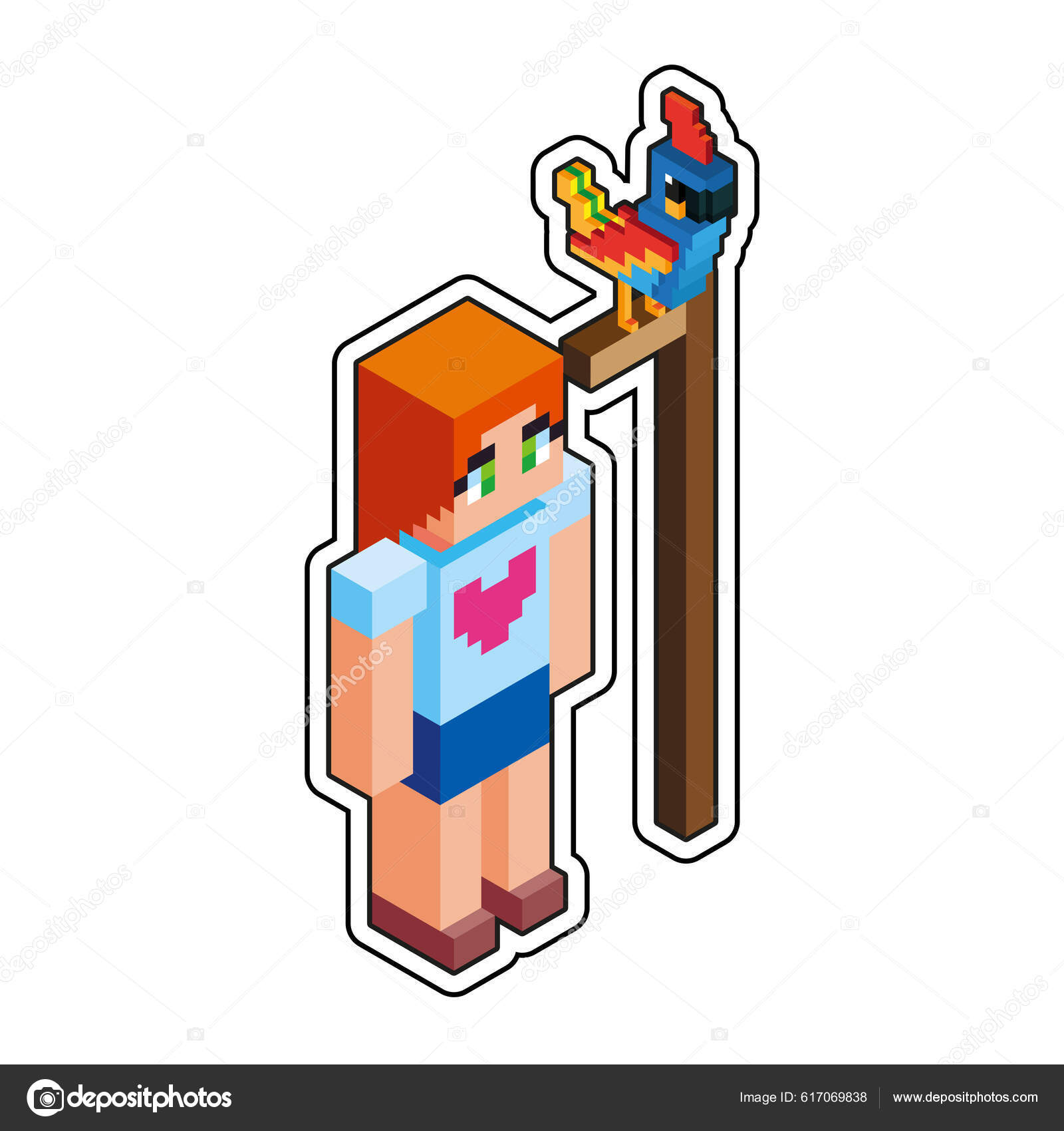 Isolated Girl Parrot Minecraft Figure Color Vector Illustration Stock ...
