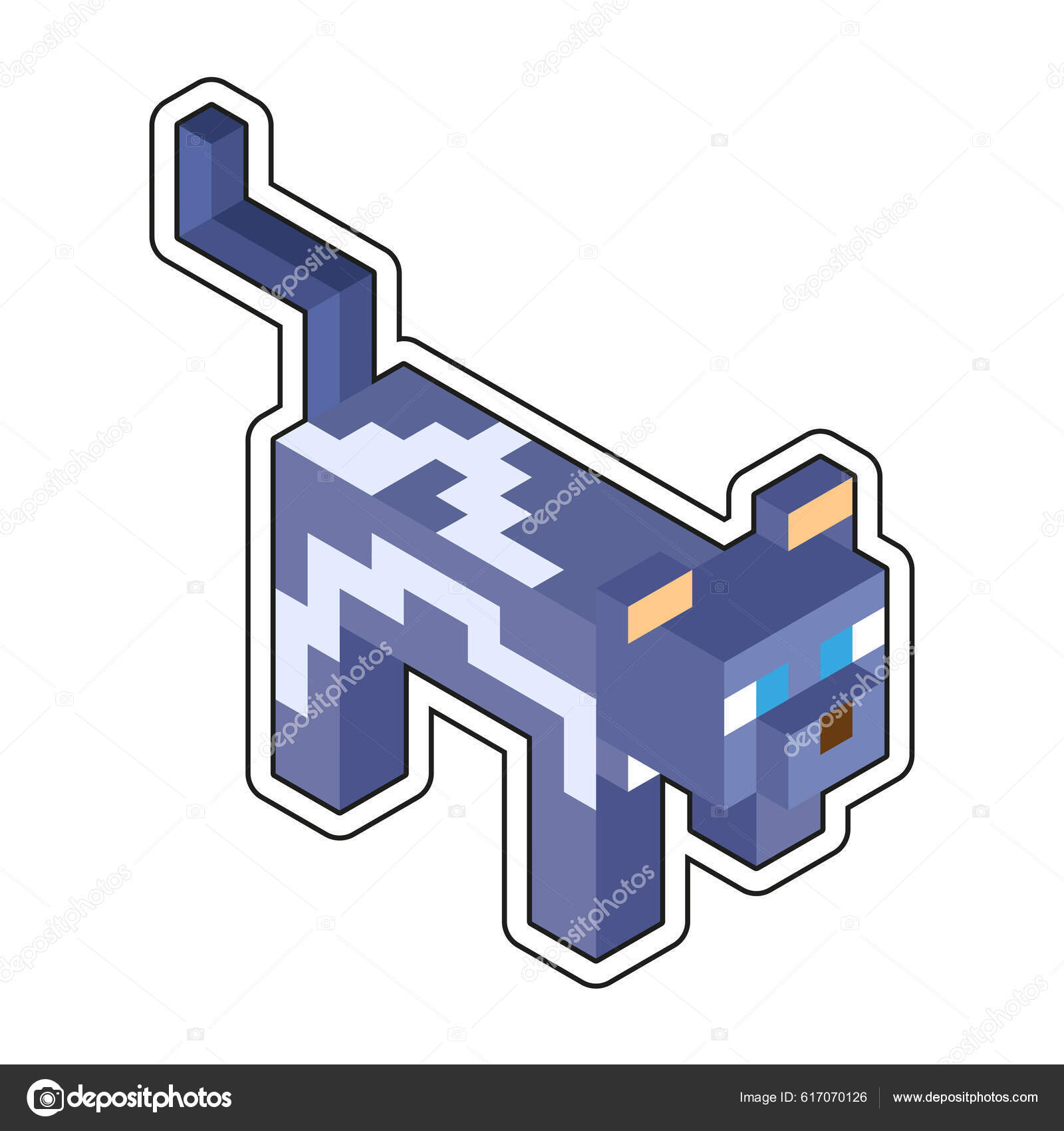 Isolado Gato Minecraft Figura Cor Vetor Ilustração imagem vetorial de ...