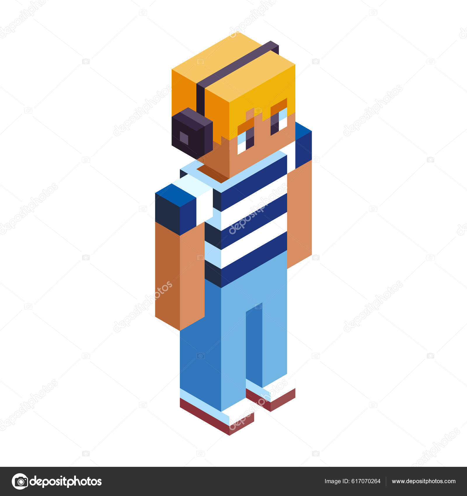 Isolated Student Minecraft Figure Color Vector Illustration Stock ...