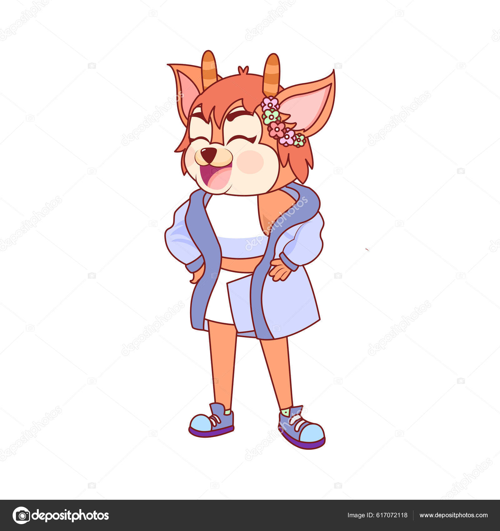 Isolado Cervo Cabeça Corpo Humano Desenhar Animação Vetor Ilustração ...