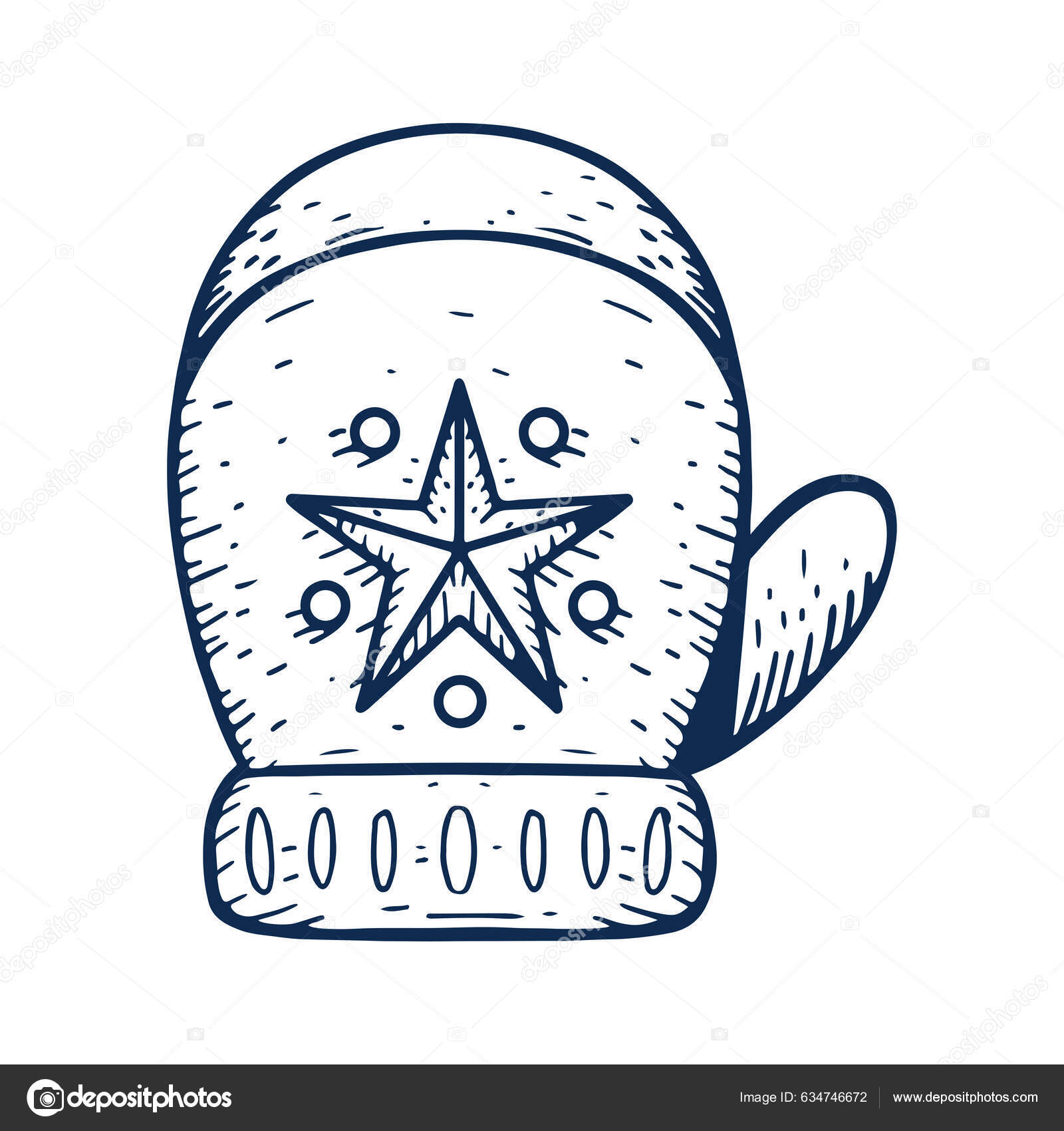 Cartoon Cute Christmas Mitten Illustration Isolated Vector de stock por ...