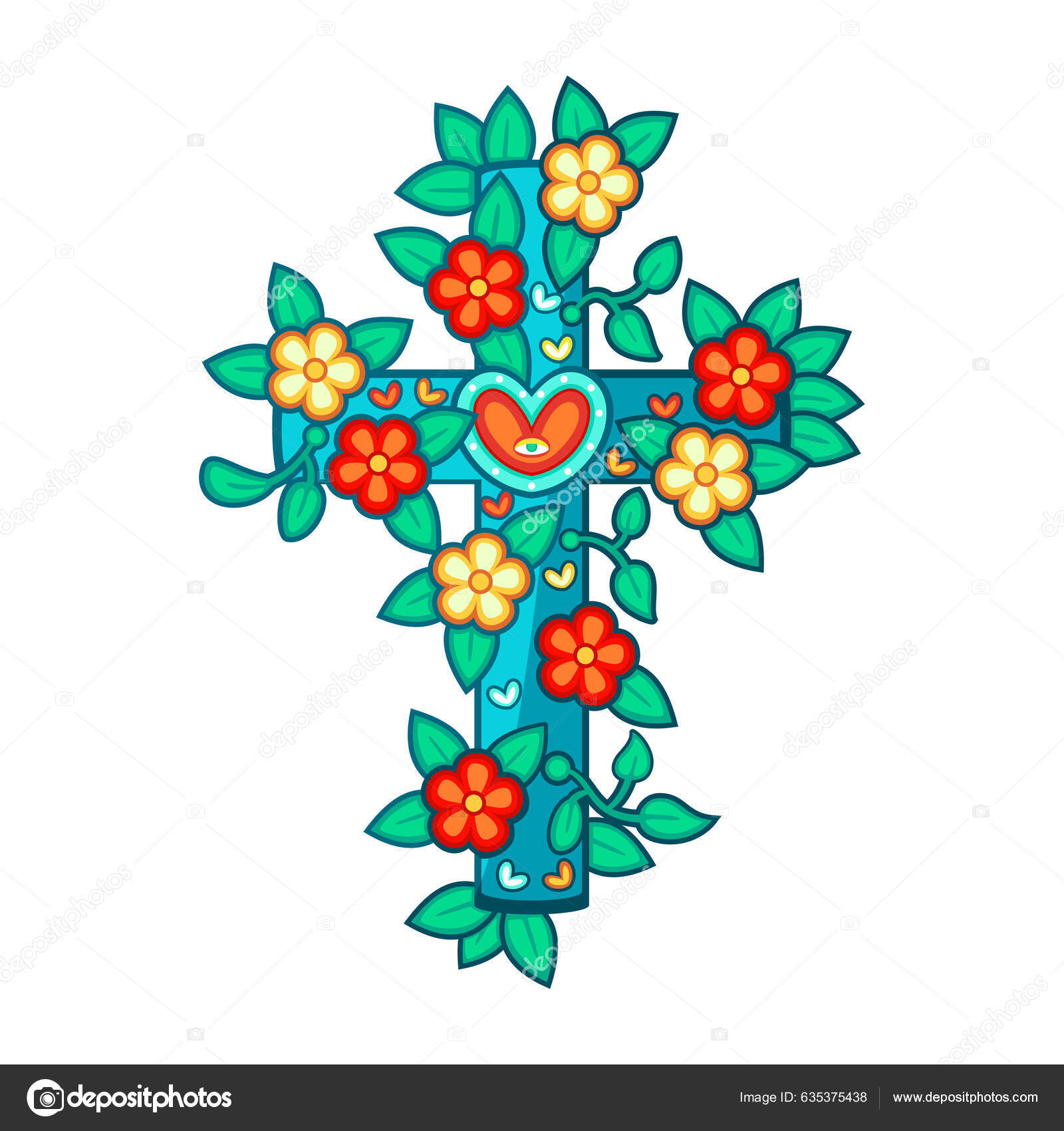 Cartoon Cute Mexican Cross Llustration Isolated Vector de stock ...