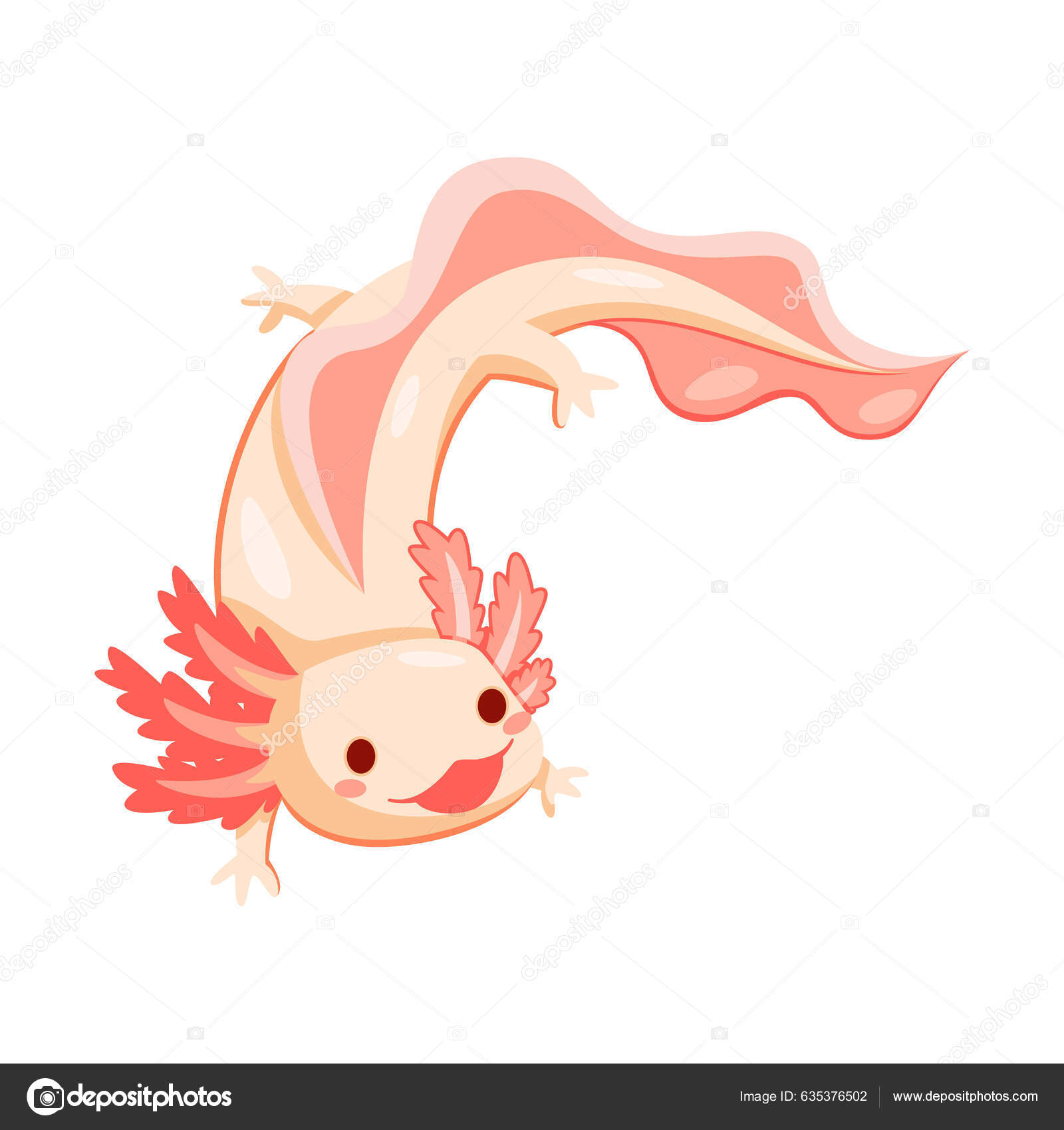 Cartoon Cute Mexican Axolotl Llustration Isolated Vector de stock ...