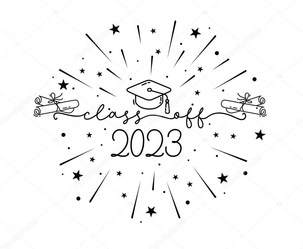 Class of 2023. Graduation logo with cap and diploma for high school ...