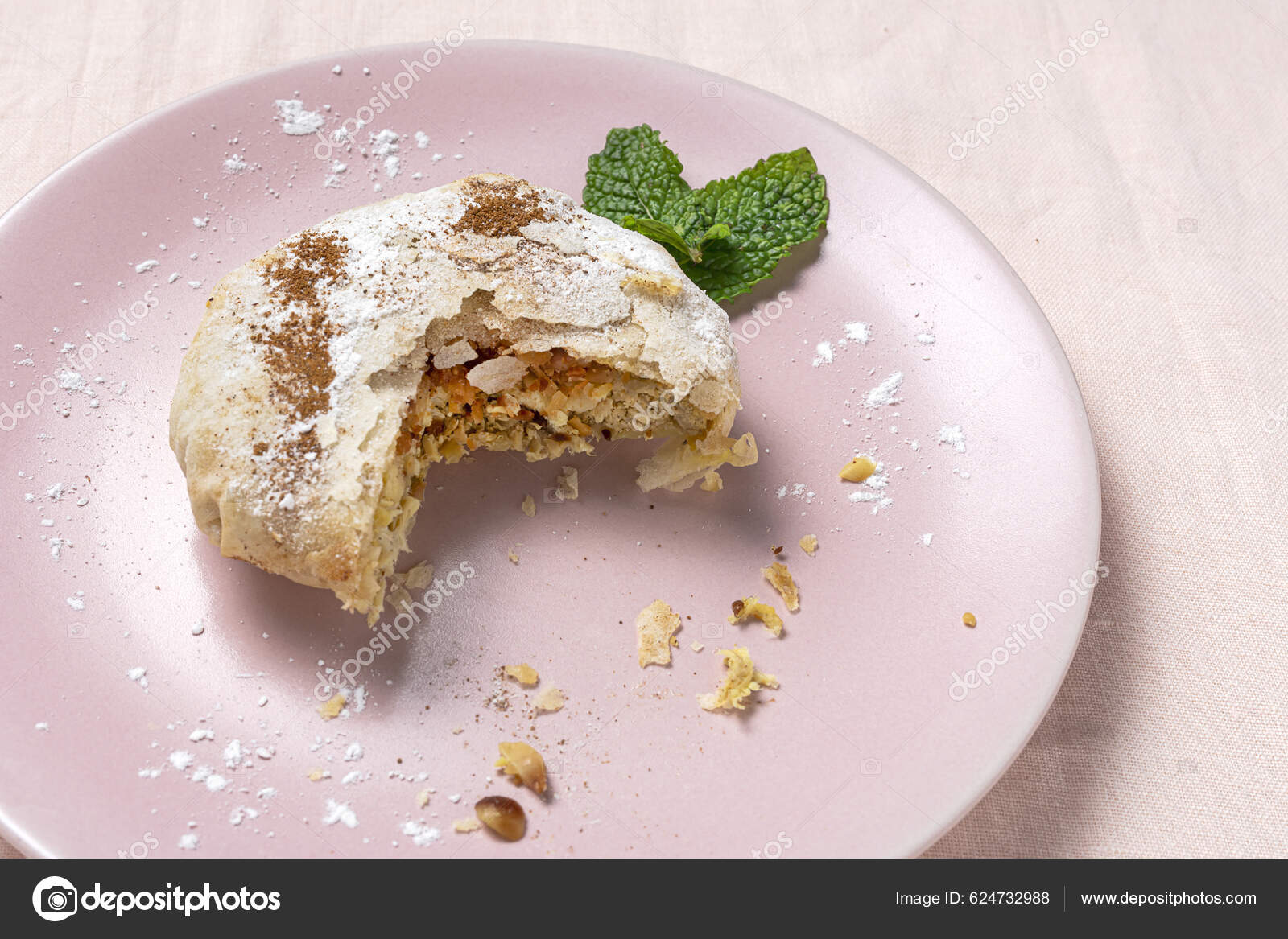 Traditional Homemade Moroccan Pastilla Typical Arab Food Halal Concept ...