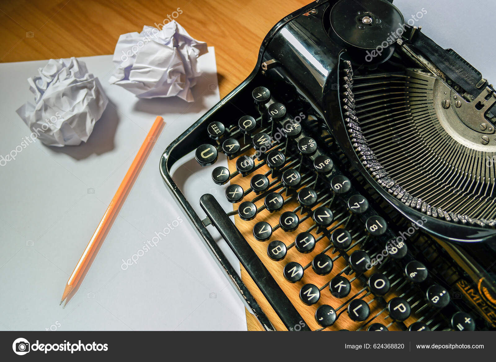 Old Antique Typewriter Colored Pencils Paper Stock Photo by ©Animaflora ...