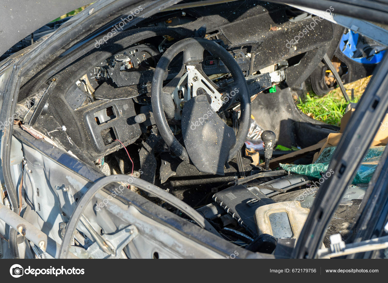 Burnt Out Wrecked Car Cockpit — Stock Photo © Animaflora-PicsStock ...