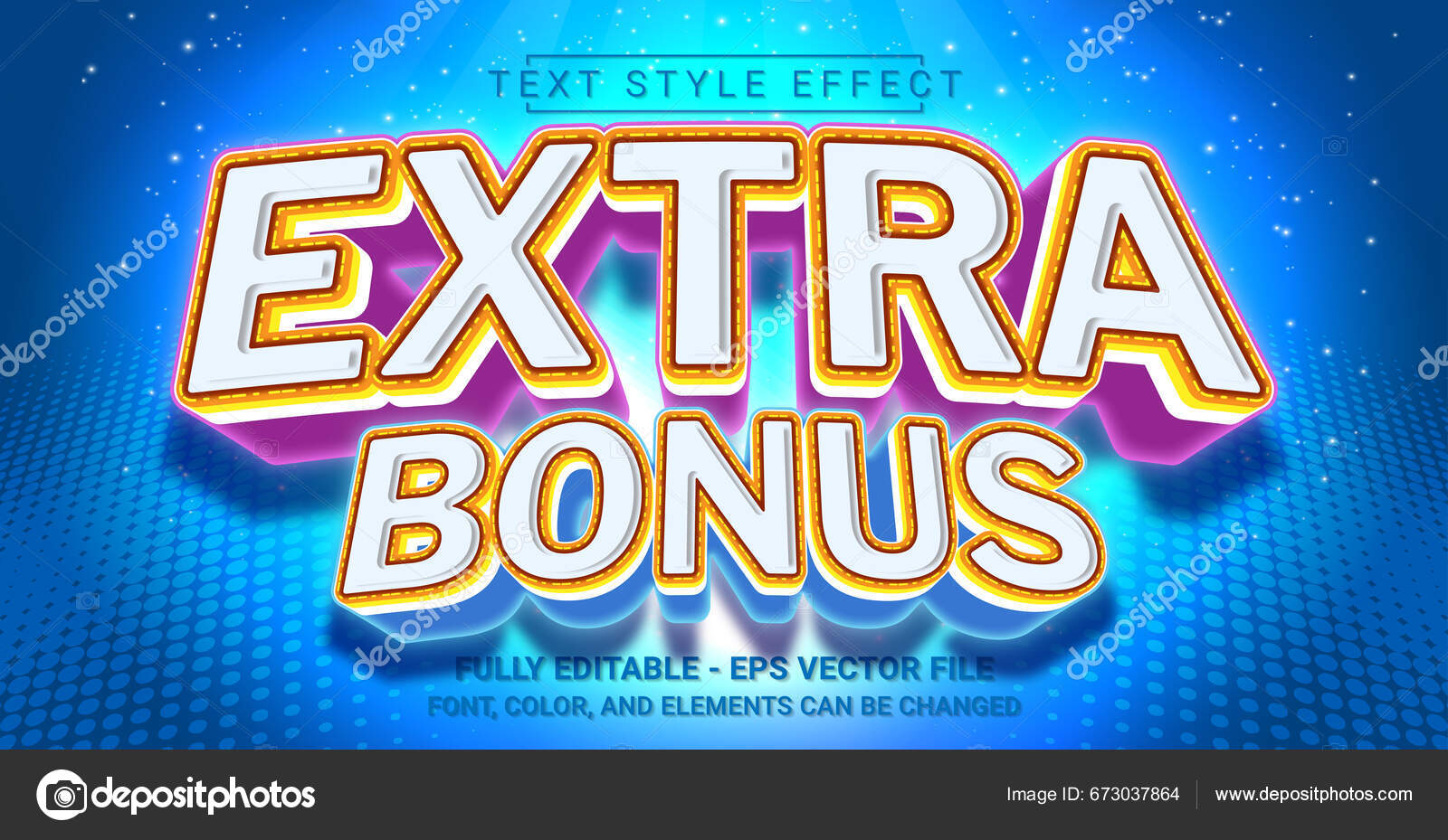 Extra Bonus Text Style Effect Editable Graphic Text Template Stock ...