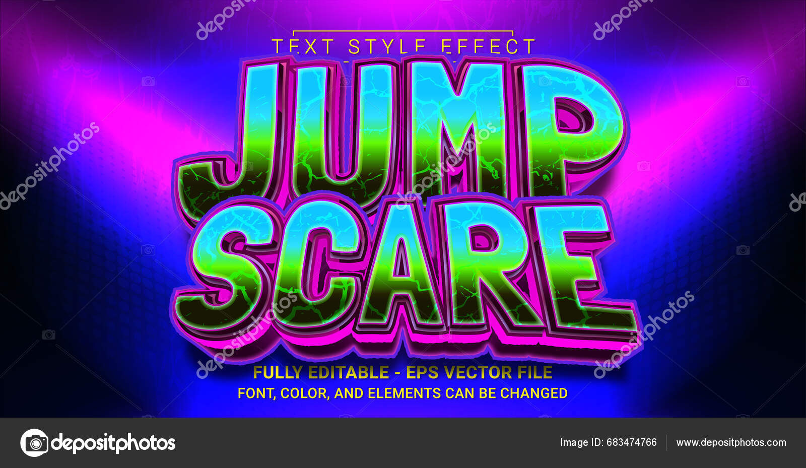Jump Scare Text Style Effect Editable Graphic Text Template Stock ...