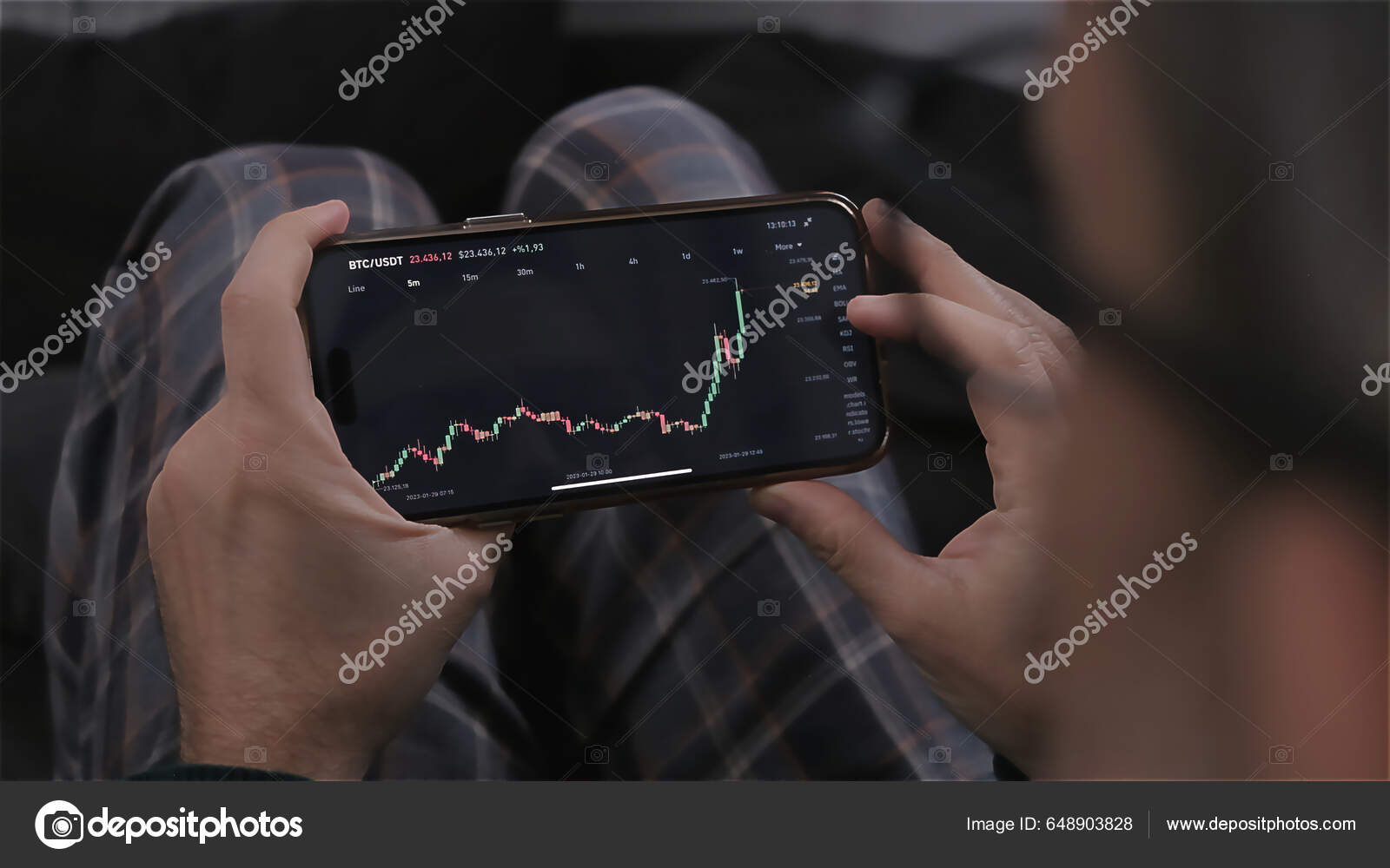 Trader Using Technical Analysis Stock Market Candlestick Patterns ...
