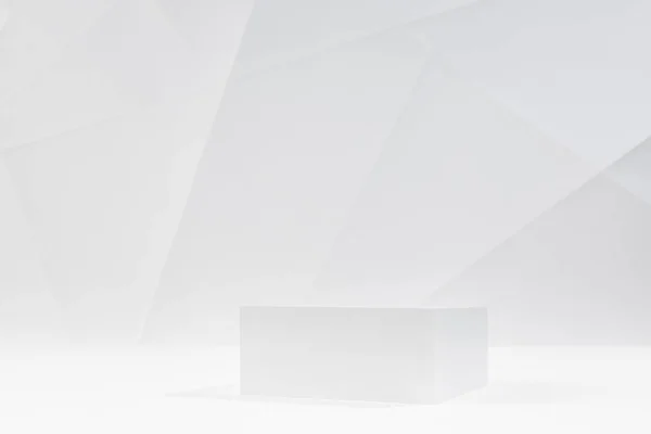 White futuristic stage - square white podium mockup in sunlight on ...