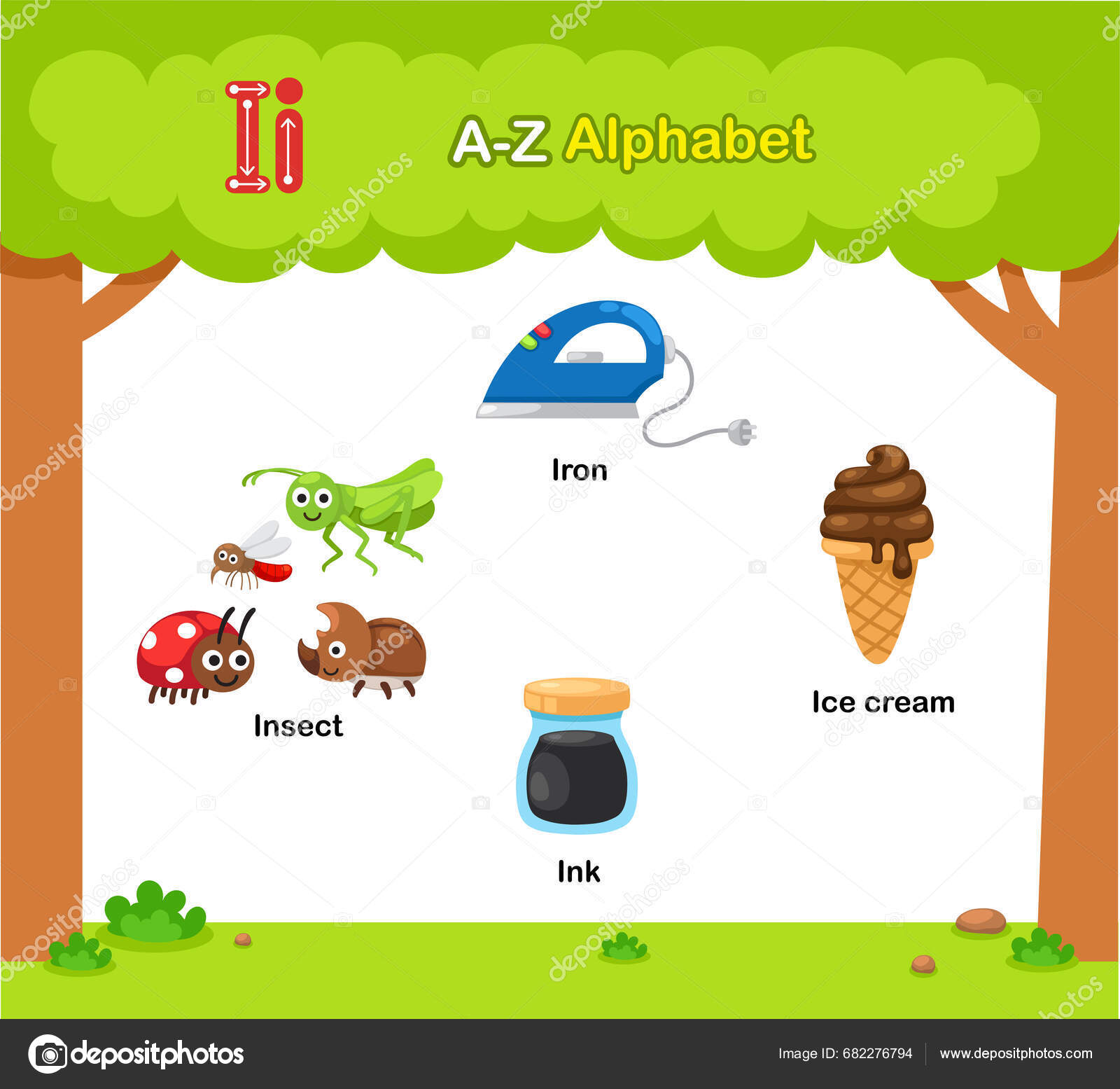 Alfabeto Letra Educación Vocabulario Ilustración Vector Vector de stock ...