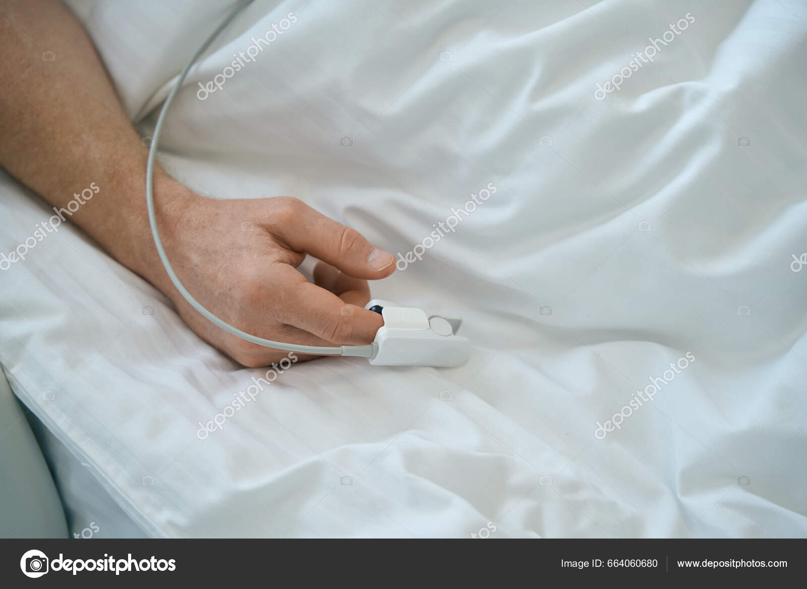 Close Patients Hand Pulse Oximeter Finger Measuring Oxygen Modern ...