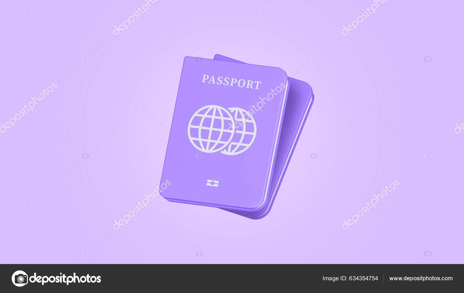 Purple Passport Icon Identification Document Pastel Color Banner Render ...