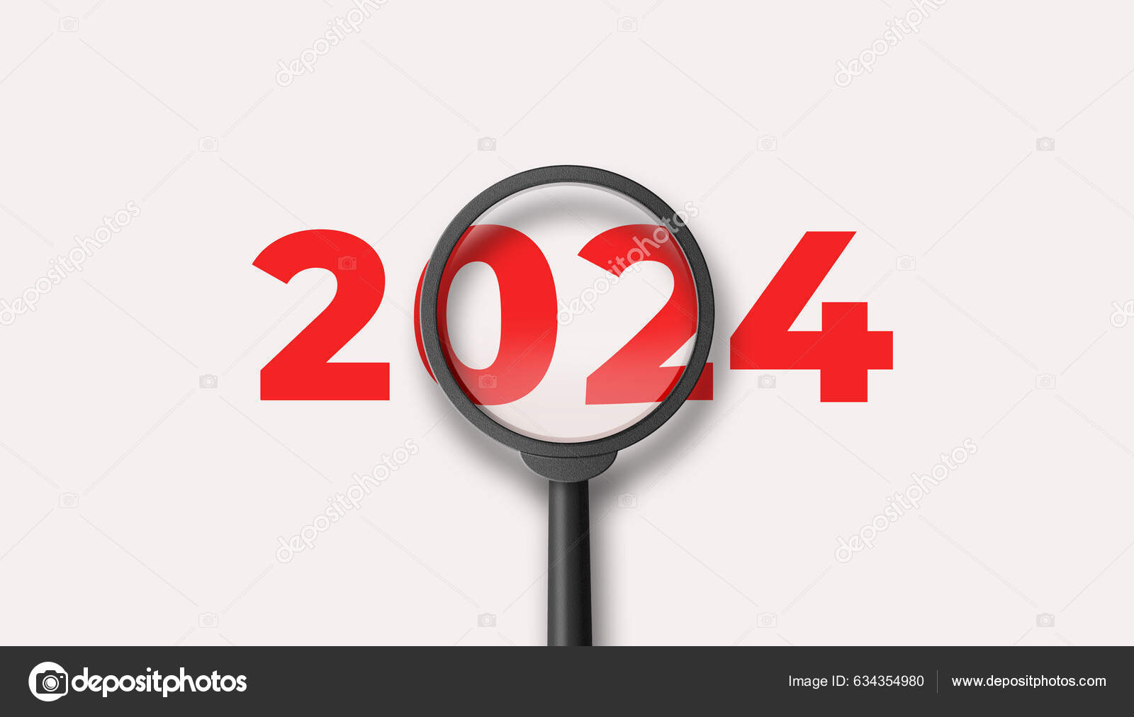 Magnifying Glass Magnifies Year 2024 White Background Focusing Year ...
