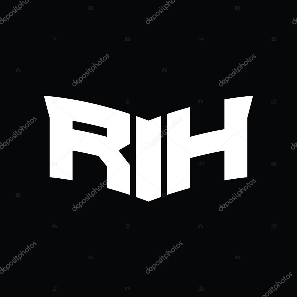 RH Logo monograma con escudo en forma de rebanada plantilla de diseño ...