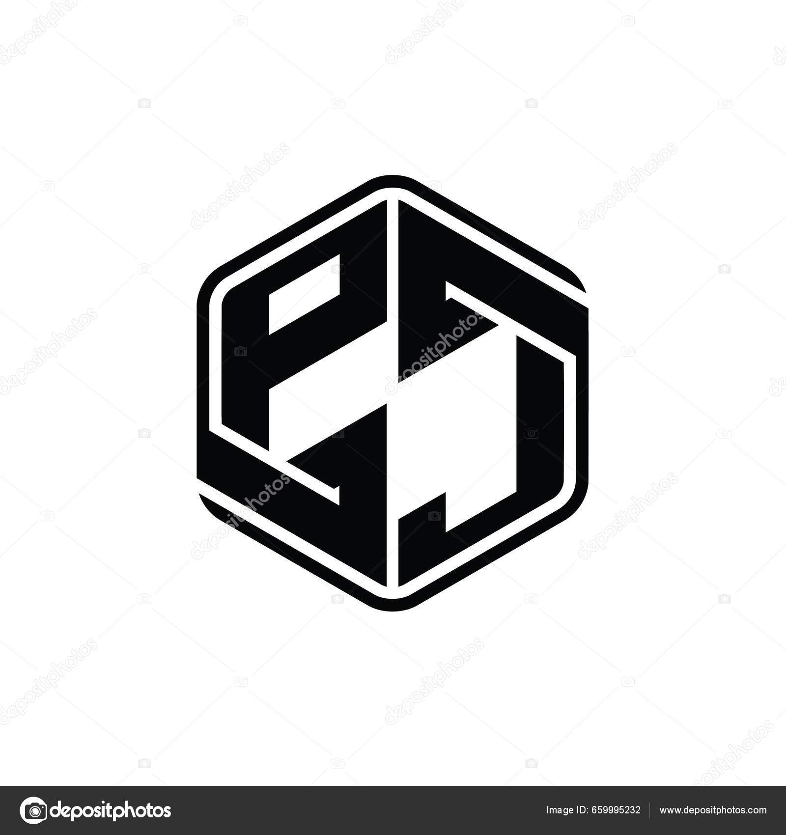 Letter Logo Monogram Hexagon Shape Ornament Abstract Isolated Outline Design — Stock Photo ...
