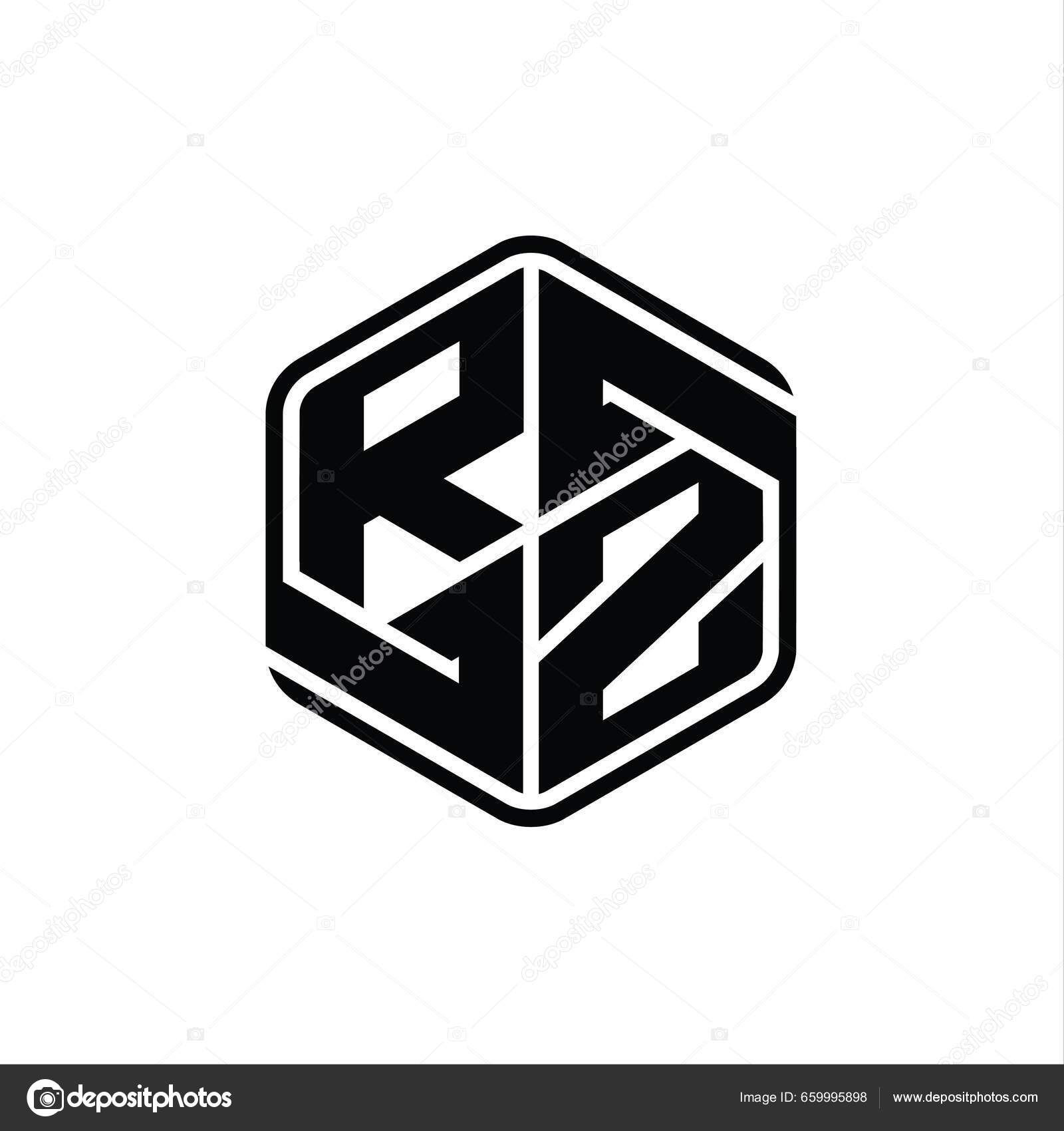 Letter Logo Monogram Hexagon Shape Ornament Abstract Isolated Outline Design — Stock Photo ...