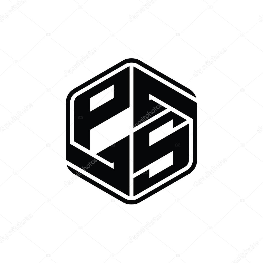 PS Carta Logo monograma hexágono forma con ornamento abstracto esquema ...