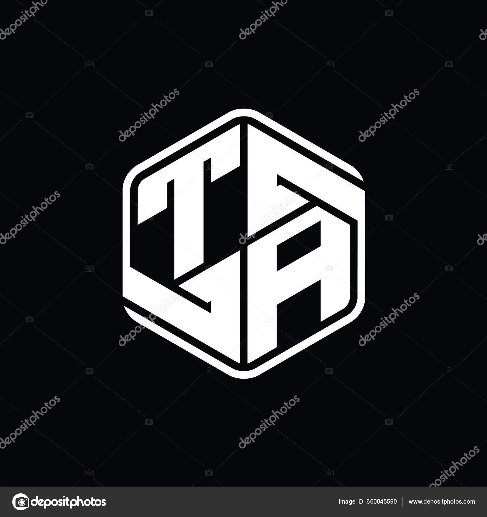 Letter Logo Monogram Hexagon Shape Ornament Abstract Isolated Outline ...