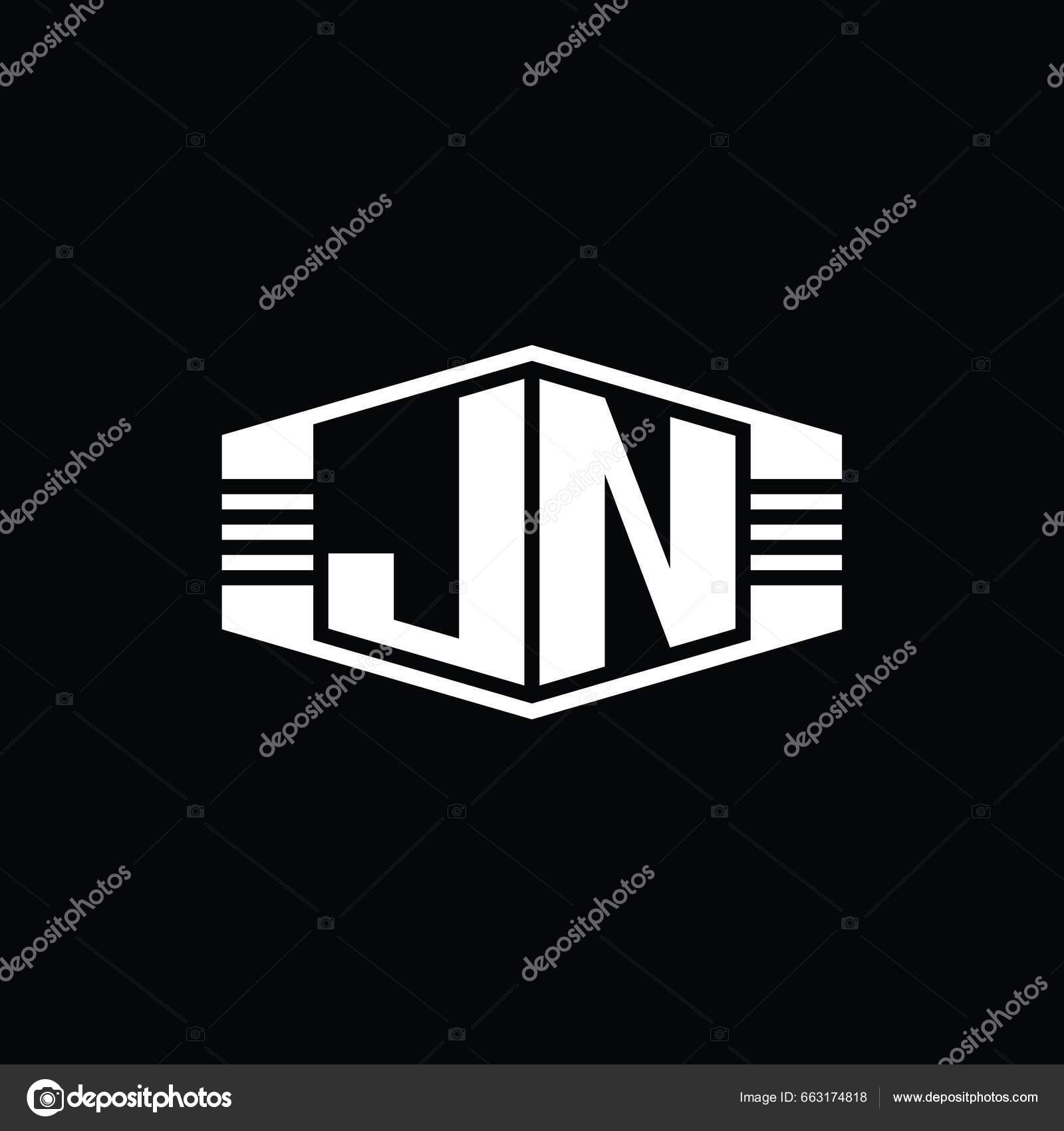 Letter Logo Monogram Hexagon Emblem Shape Stripes Outline Style Design — Stock Photo ...