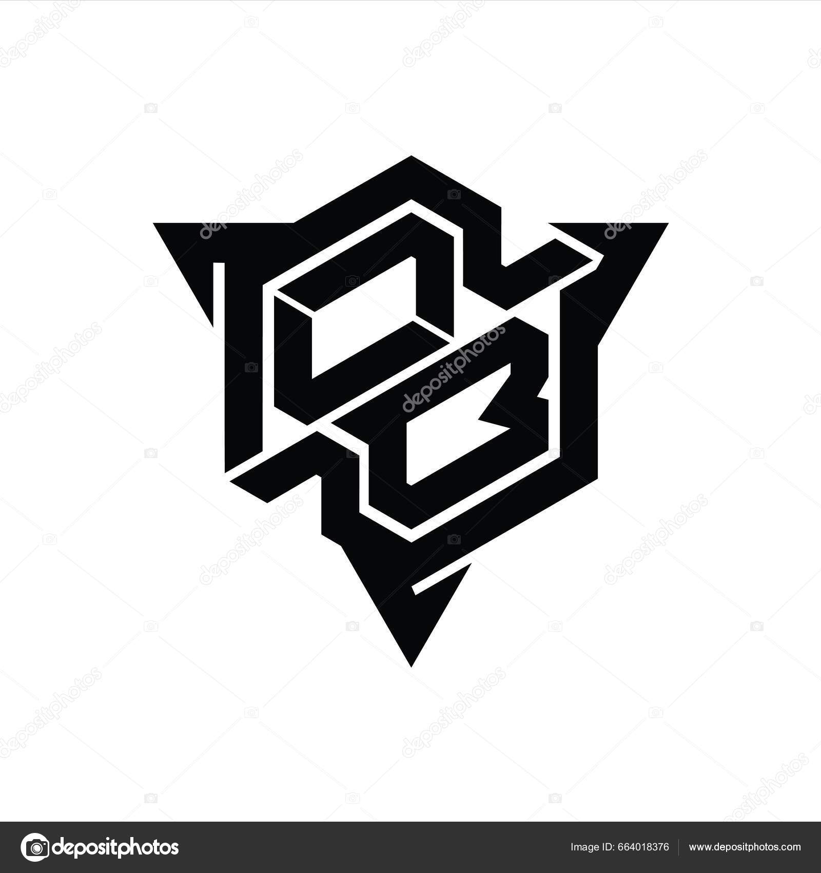 Letter Logo Monogram Hexagon Shape Triangle Outline Gaming Style Design ...