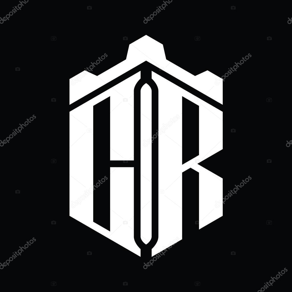 CR Carta Logo monograma hexágono forma con plantilla de diseño de ...