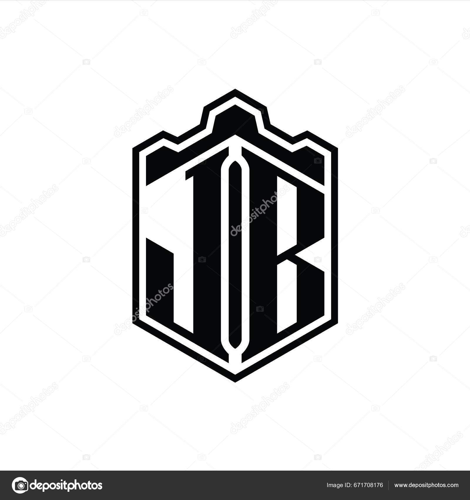 Letter Logo Monogram Hexagon Shield Shape Crown Castle Geometric Outline — Stock Photo ...