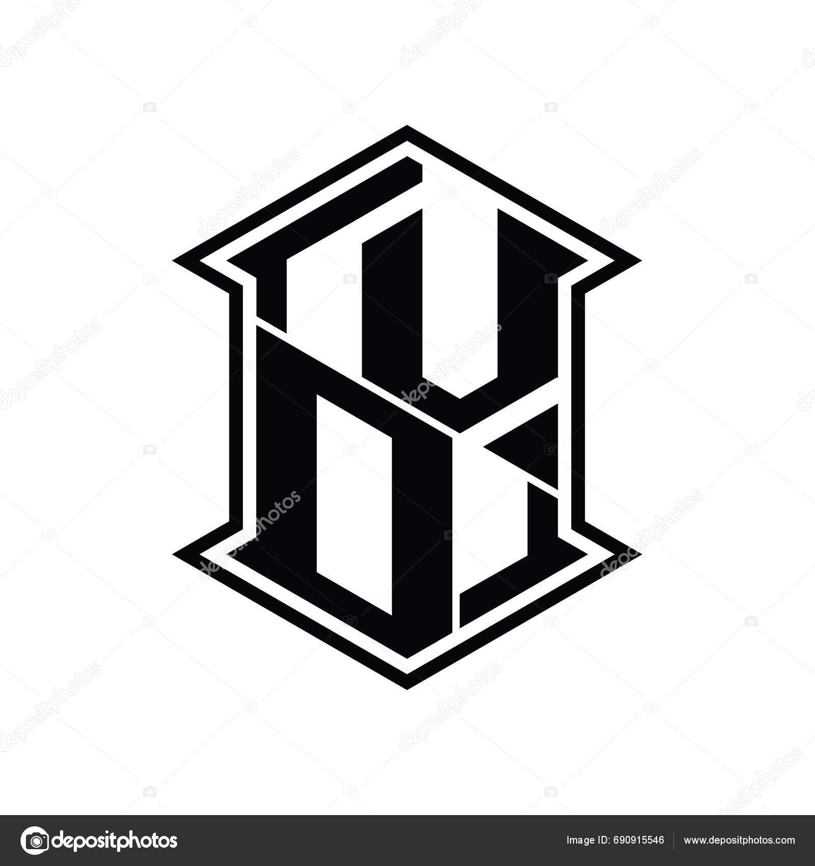 Letter Logo Monogram Hexagon Shield Shape Sharp Corner Isolated Style — Stock Photo ...