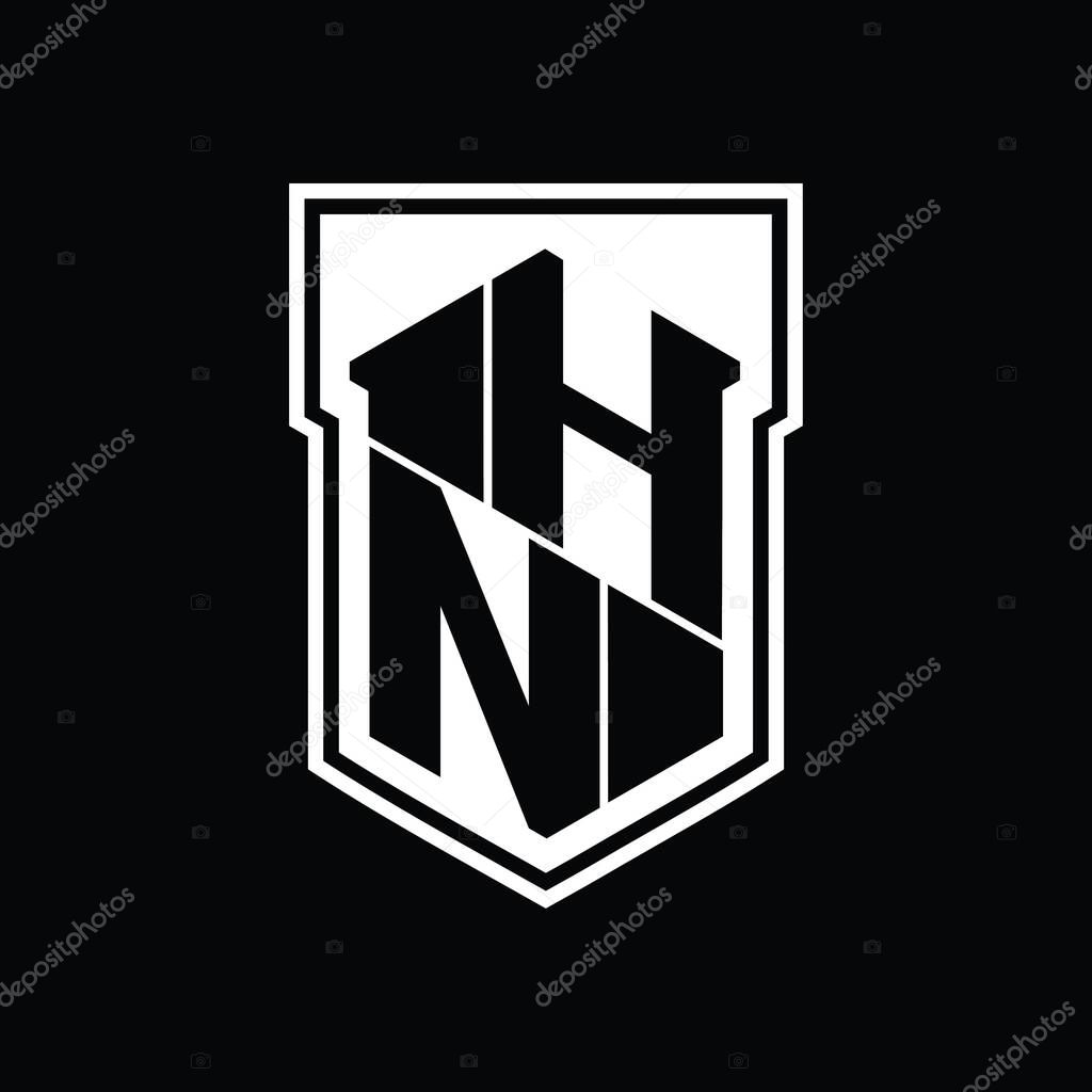 HN Carta Logo monograma hex gono geom trico arriba y abajo escudo interior plantilla de dise o ...
